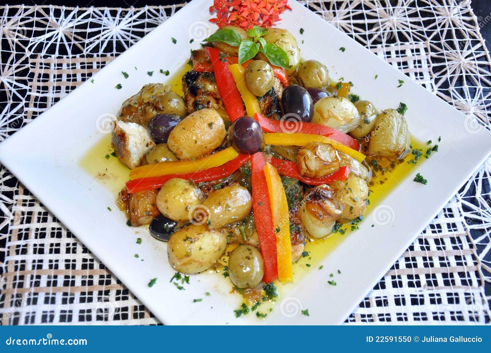 Mediterranean Food on Plate Stock Photo - Image of mealtime, detailed ...