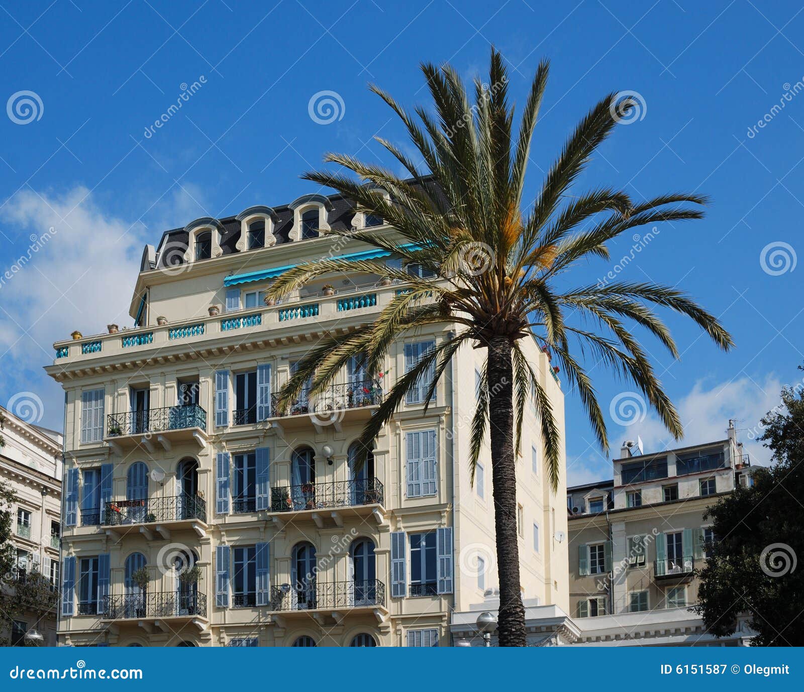 Mediterranean Hotel in Sea-front Stock Image - Image of palm, large ...