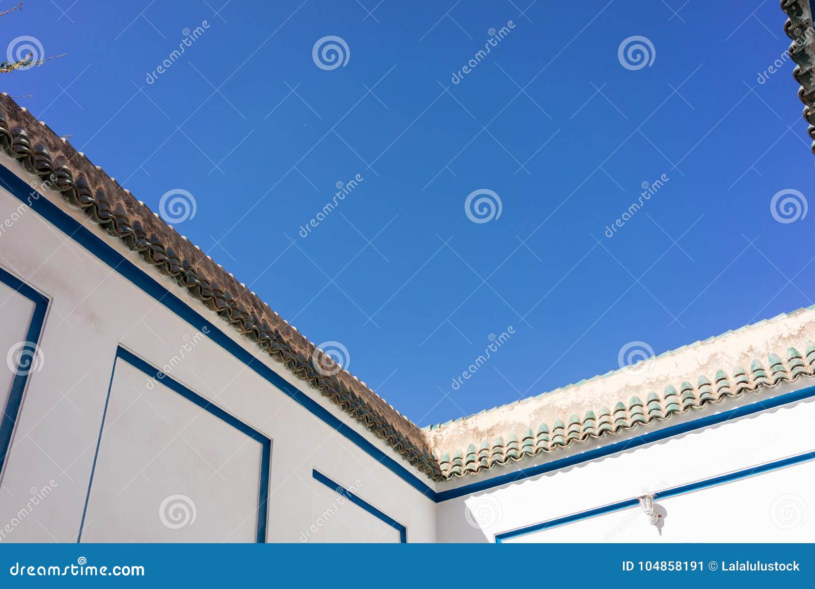 Mediterranean House Corner with Blue Sky Stock Image - Image of ...