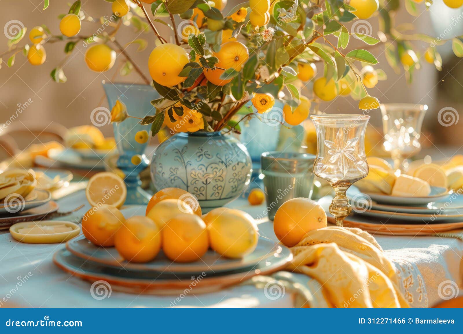 Mediterranean Inspired Outdoor Summer Table Setting. Generative AI ...