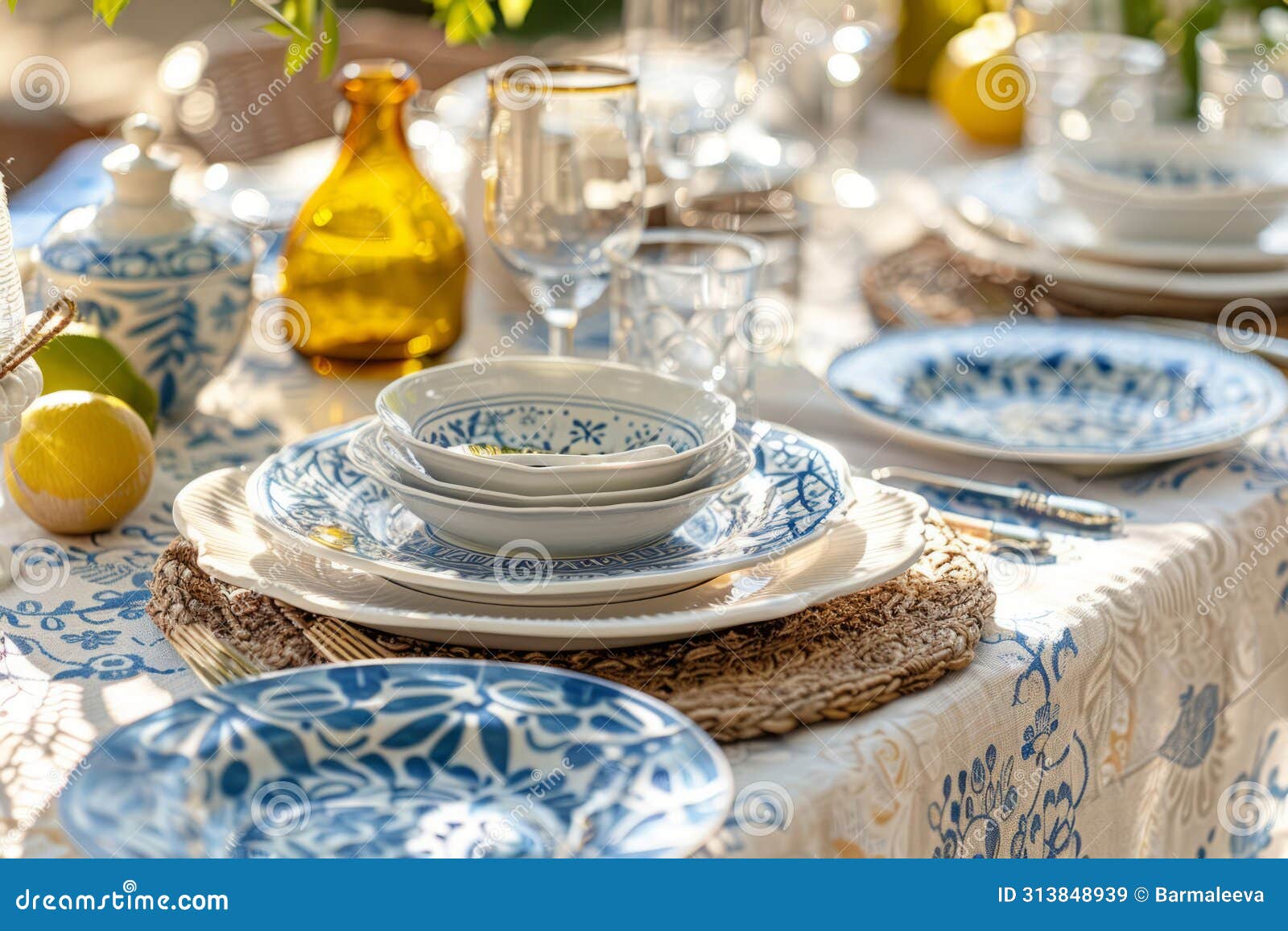 Mediterranean Inspired Outdoor Summer Table Setting. Generative AI ...