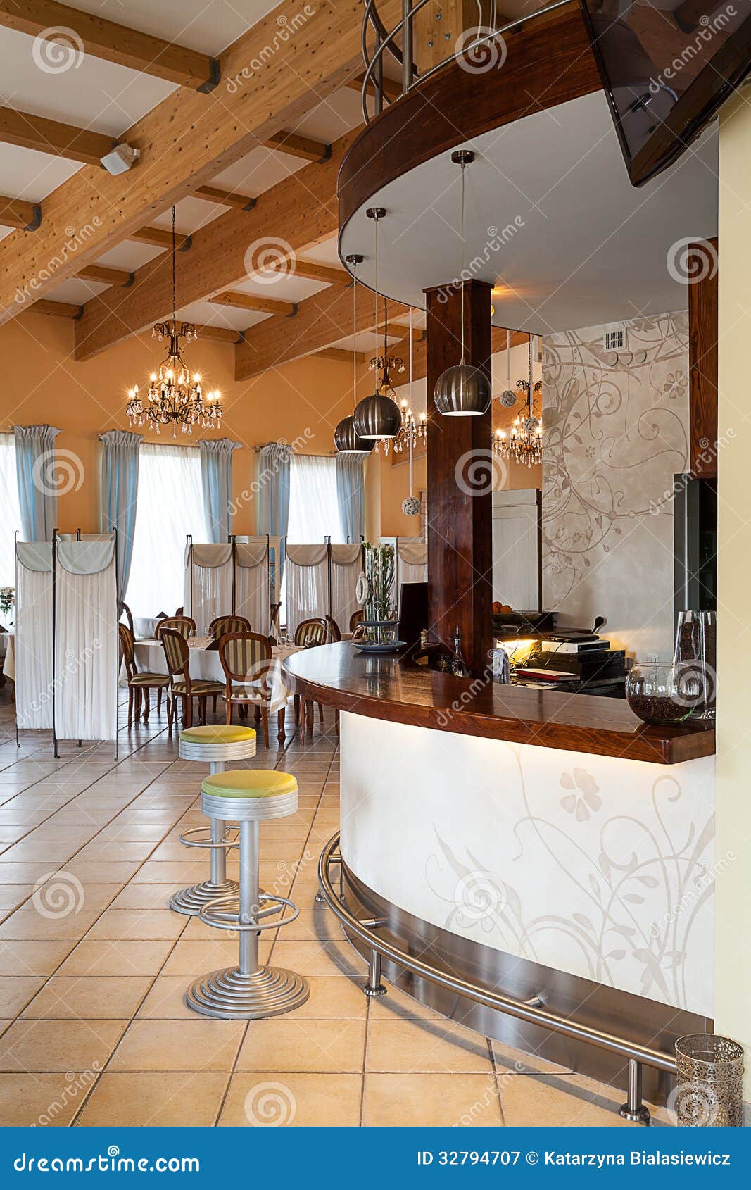 Mediterranean Interior - Bar Stock Image - Image of italian, classy ...