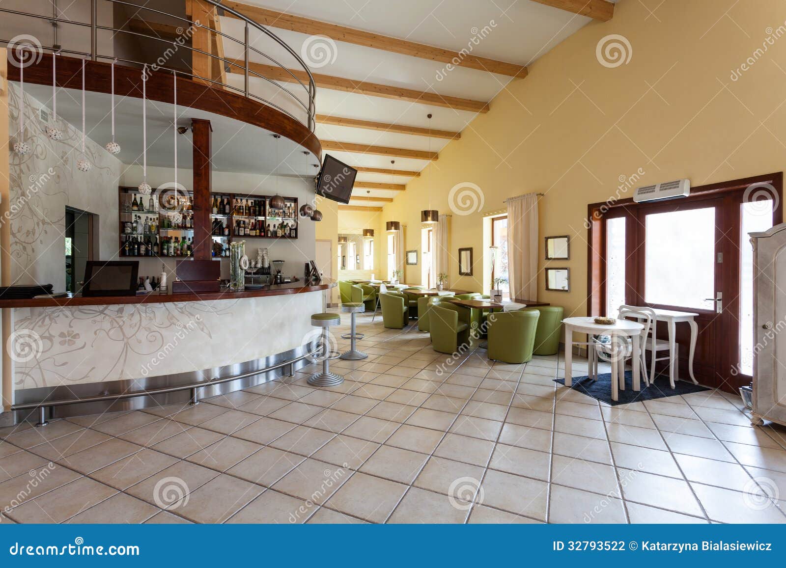 Mediterranean Interior - Cafe and Bar Stock Photo - Image of ...