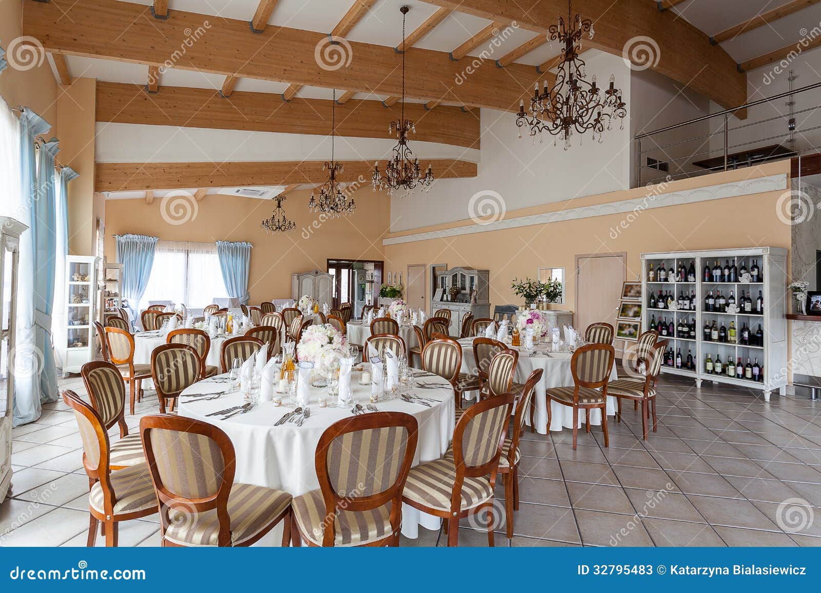 Mediterranean Interior - Reception Tables Stock Image - Image of ...