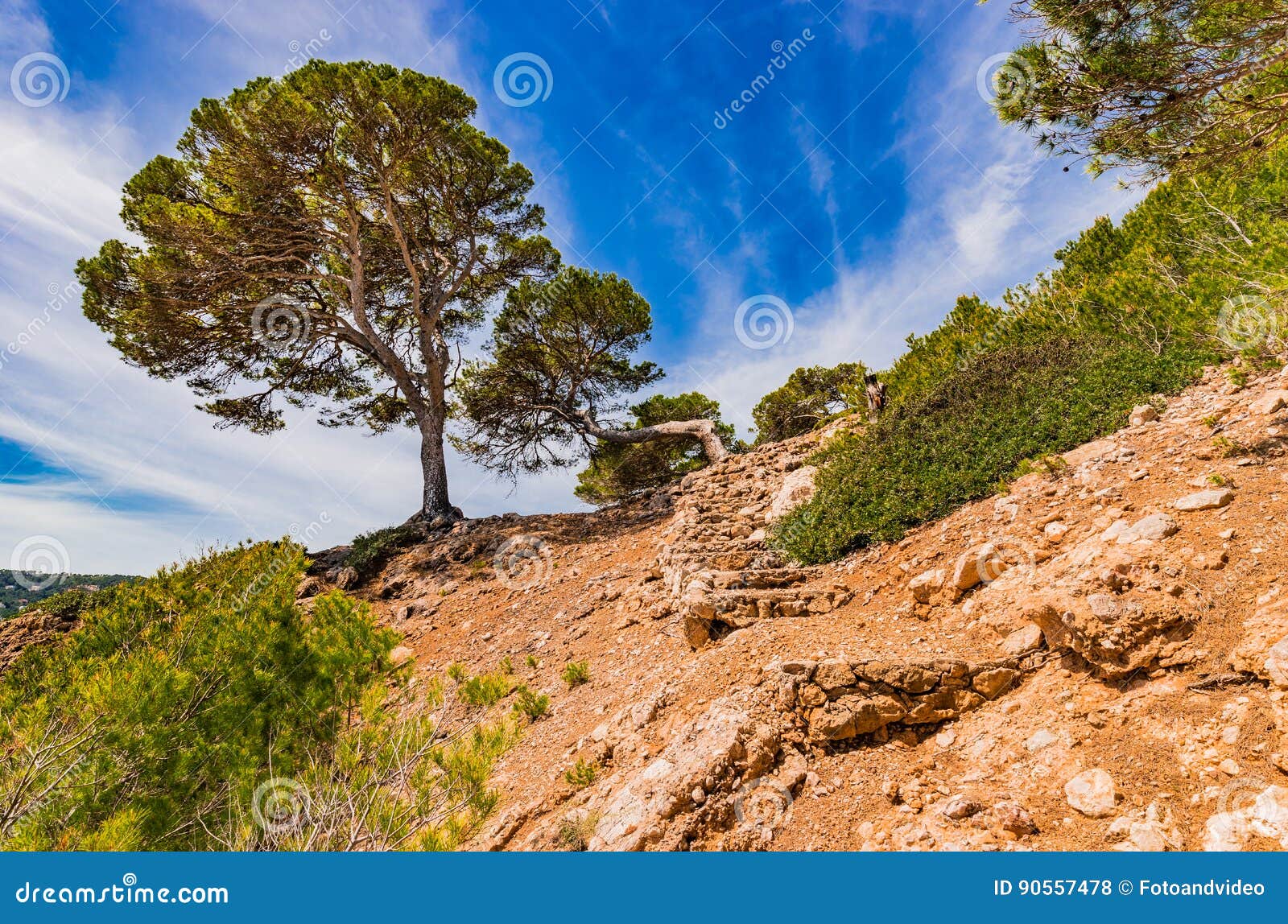 Mediterranean Landscape stock photo. Image of clouds - 90557478