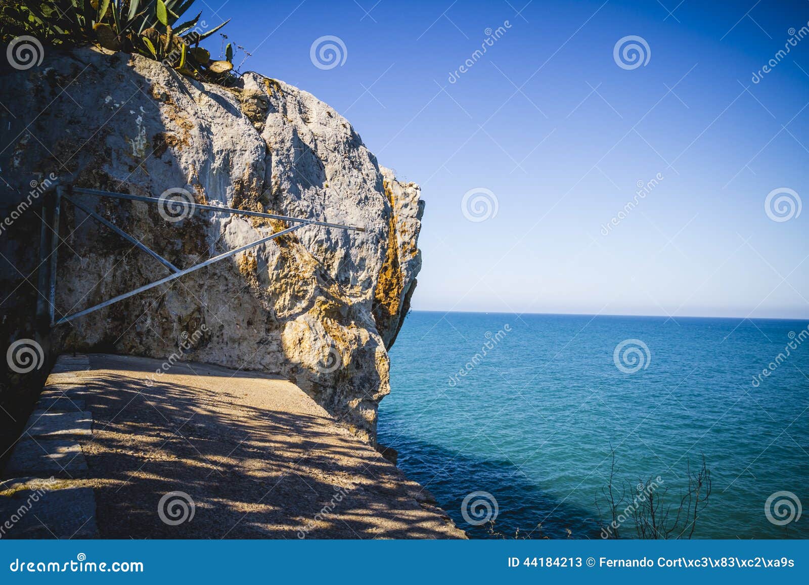 Mediterranean Landscape with Cliffs and Blue Sea Background Stock Image ...