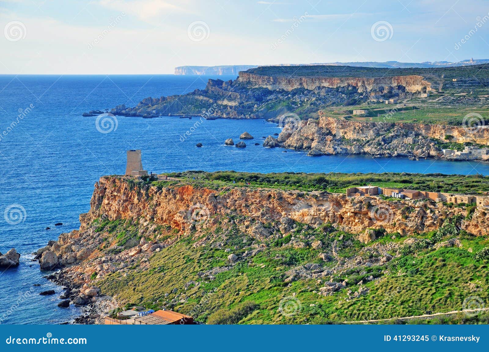 Mediterranean Landscape in Malta Stock Image - Image of landmark ...