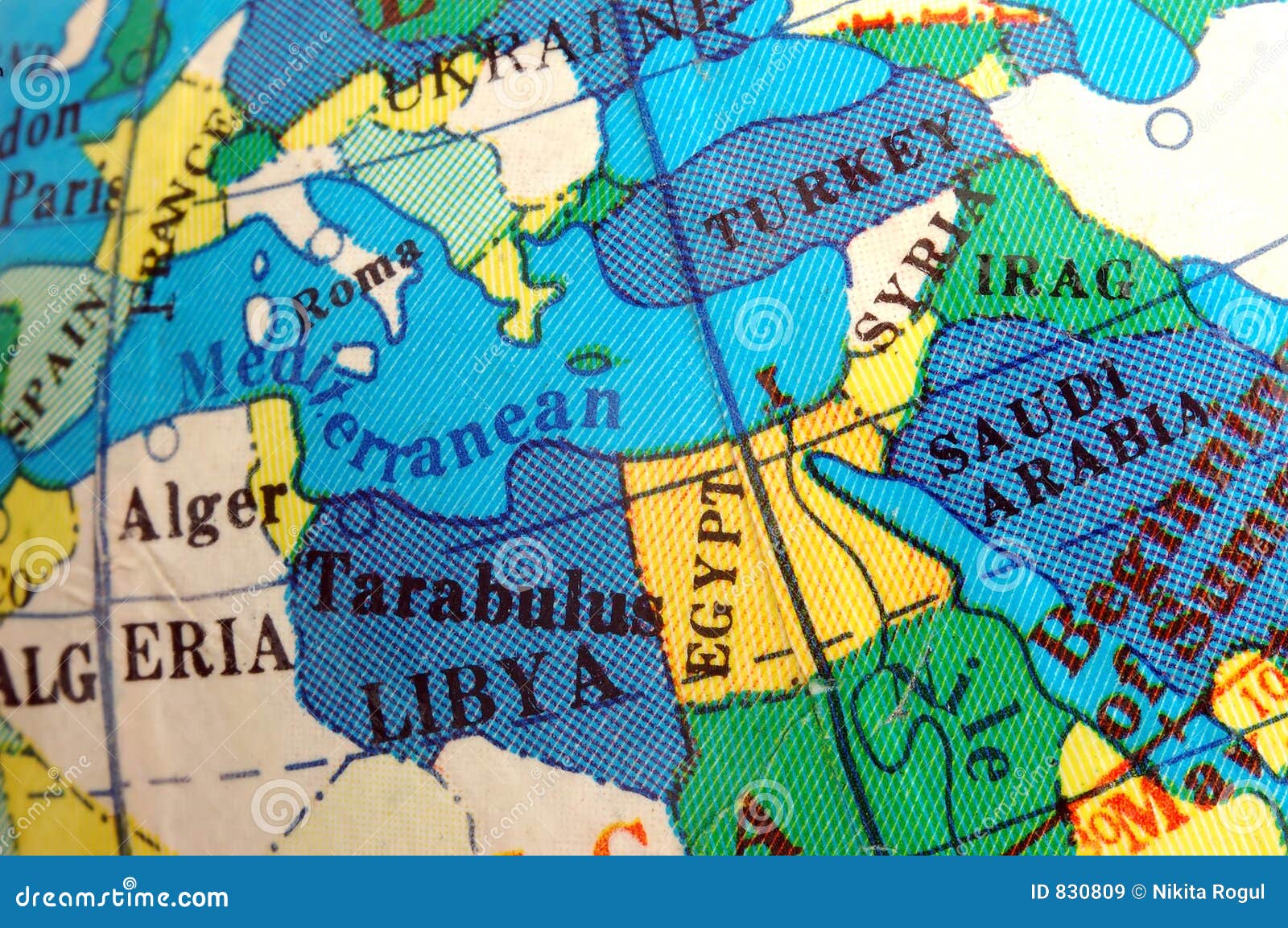 Mediterranean Map on Small Terrestrial Globe Stock Image - Image of ...