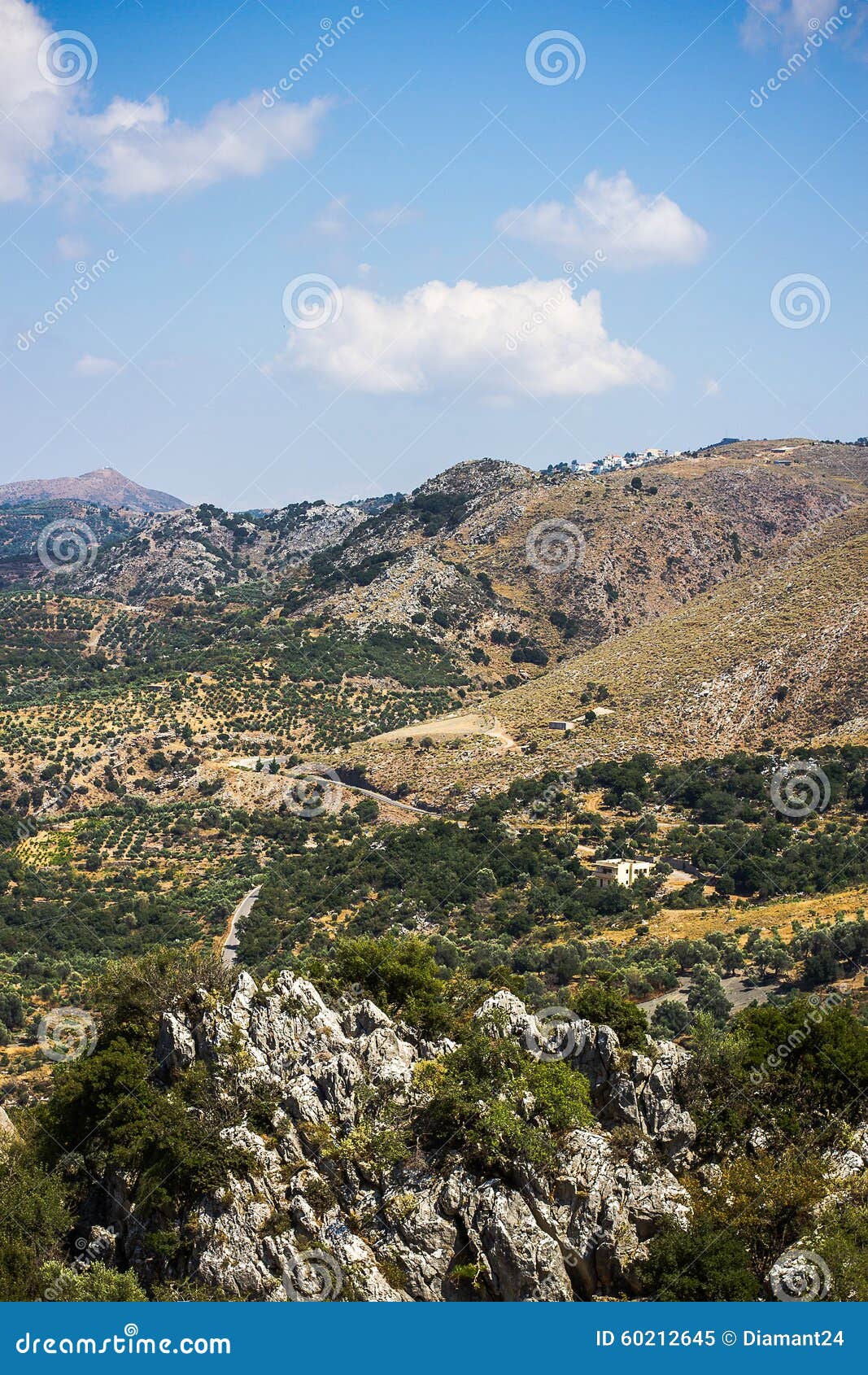Mediterranean Mountain Landscape in Crete Stock Image - Image of blue ...
