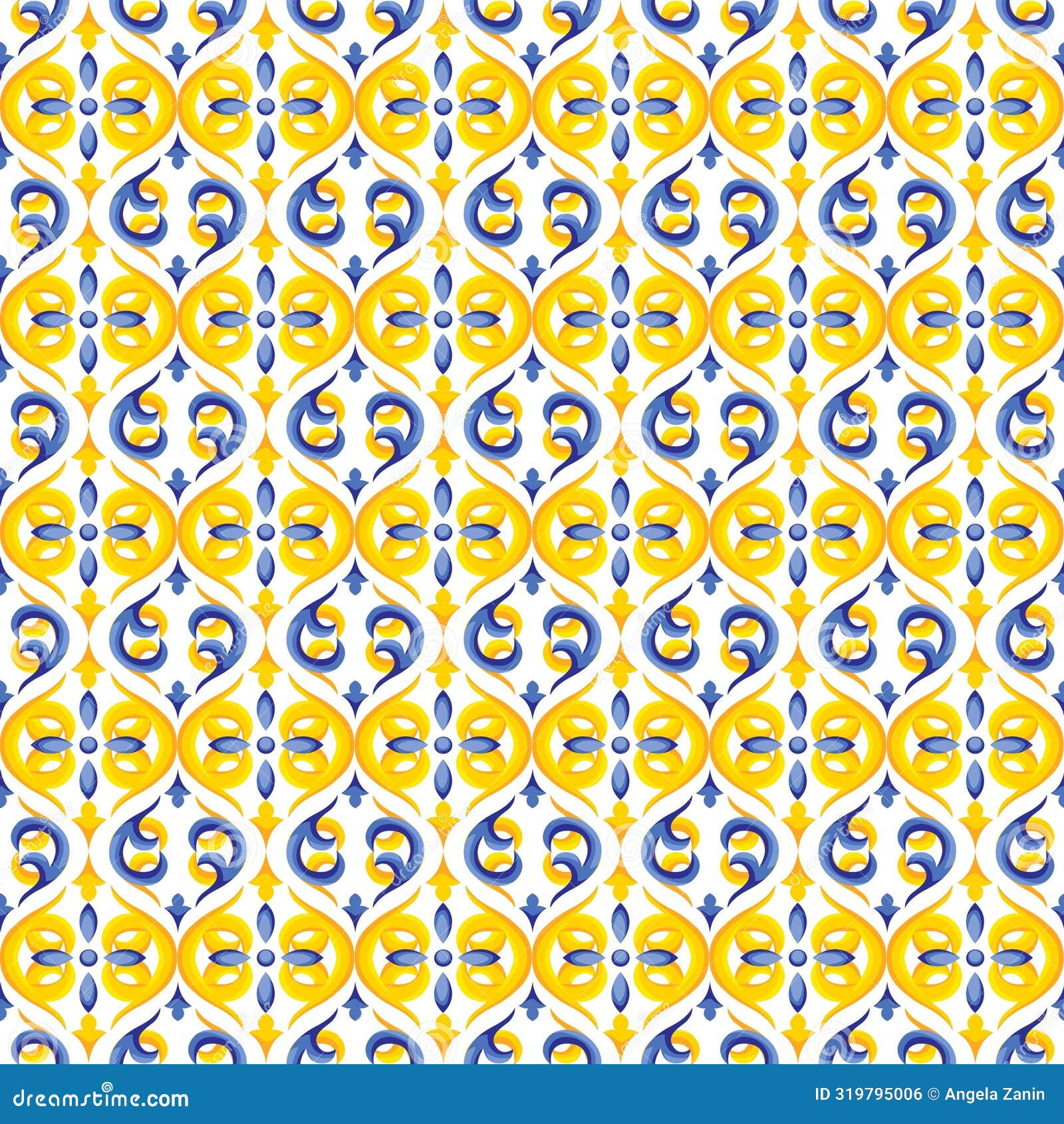 Mediterranean Pattern Blue and Yellow Theme Stock Illustration ...