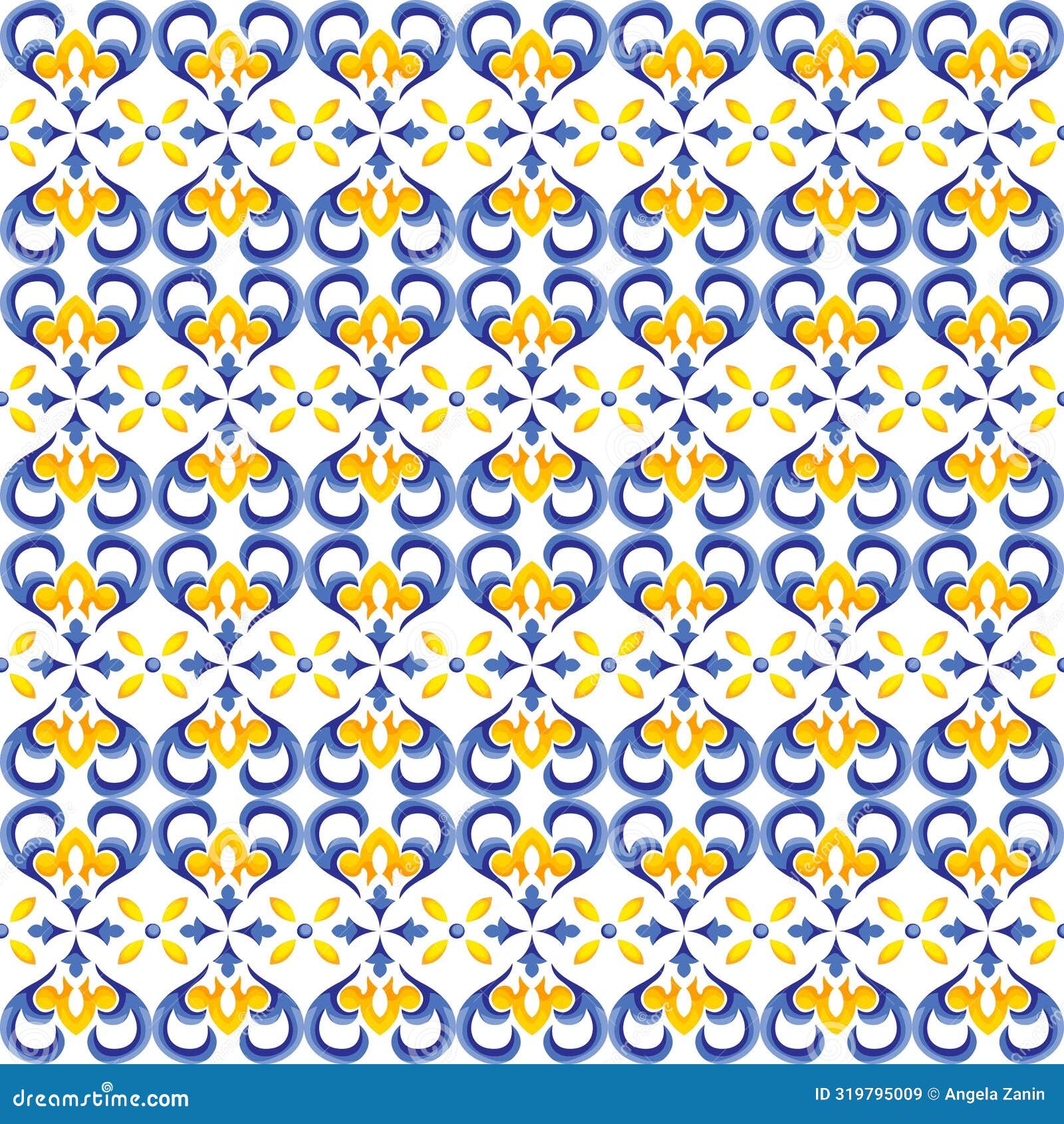 Mediterranean Pattern Blue and Yellow Theme Stock Illustration ...