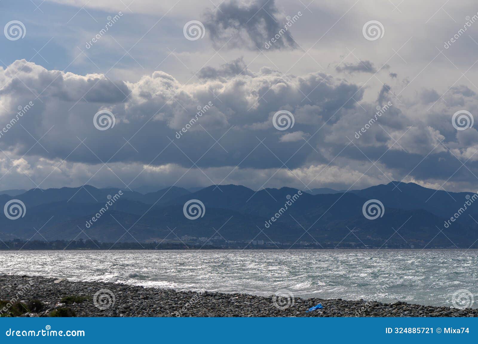 Mediterranean Sea and Beach in Winter in Cyprus 1 Stock Image - Image ...