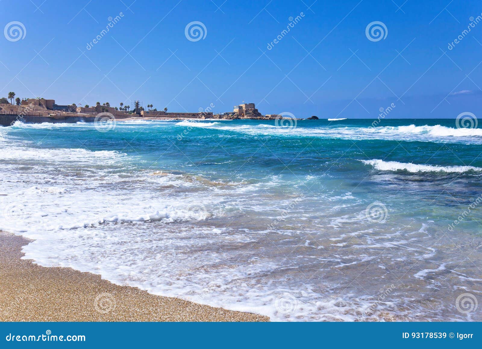 Mediterranean Sea in Israel . Stock Image - Image of riviera ...