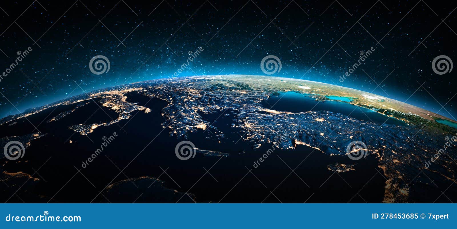 Mediterranean Sea from Space Stock Illustration - Illustration of ...