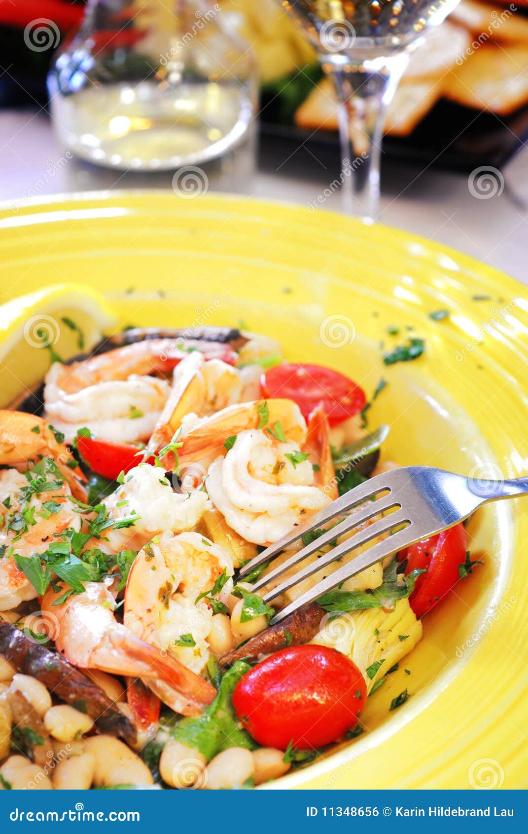 Mediterranean Seafood Saute Stock Photo - Image of restaurant, tomato ...