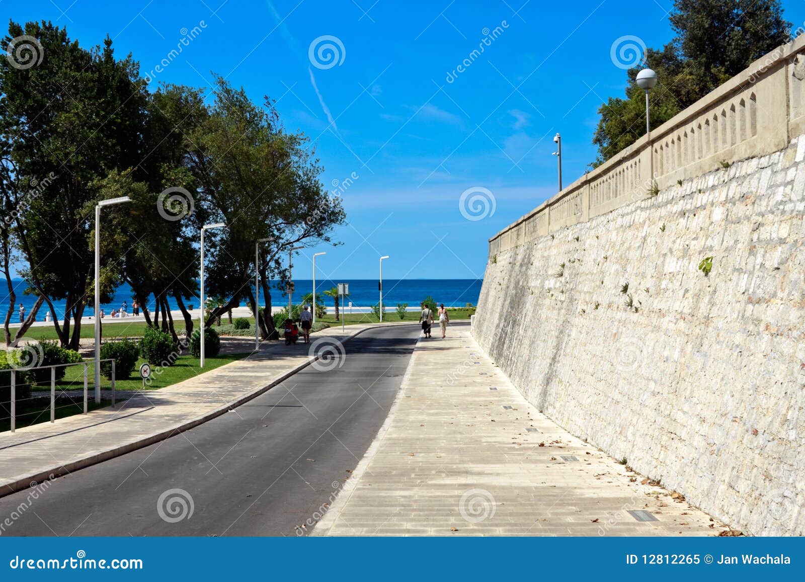 Mediterranean Seaside Promenade Stock Image - Image of promenade, lamps ...