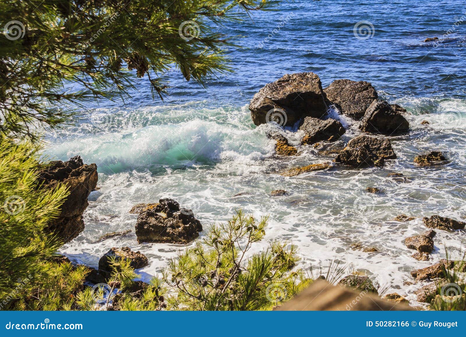 The mediterranean shore stock photo. Image of rocks, waves - 50282166