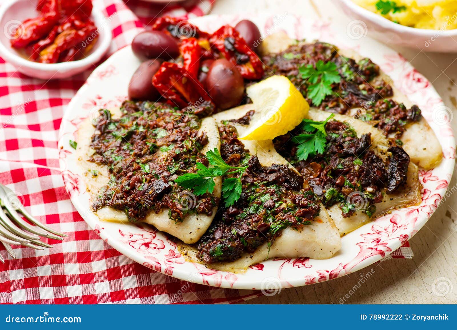 Mediterranean Spiced Fish Fillets Stock Photo - Image of fish, herb ...