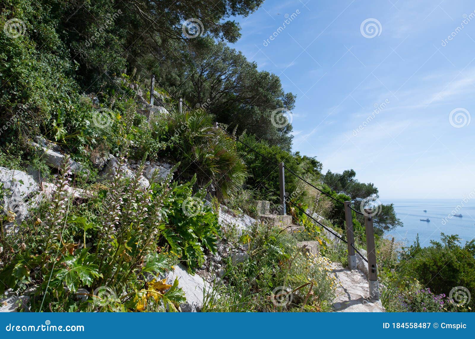 Mediterranean Steps Footpath in Gibraltar Stock Image - Image of spring ...