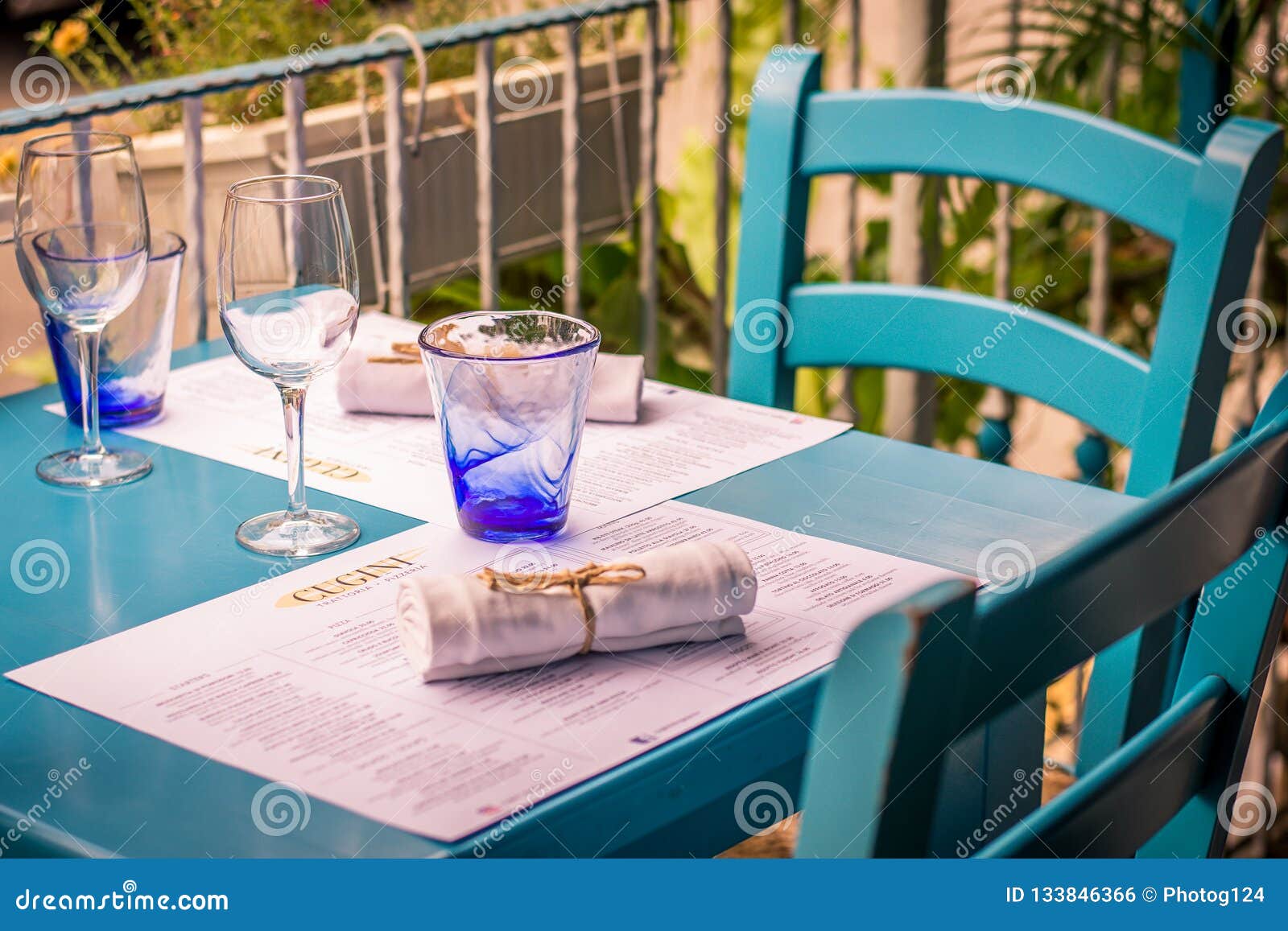 Mediterranean Style Restaurant with Table Setting and Tableware ...