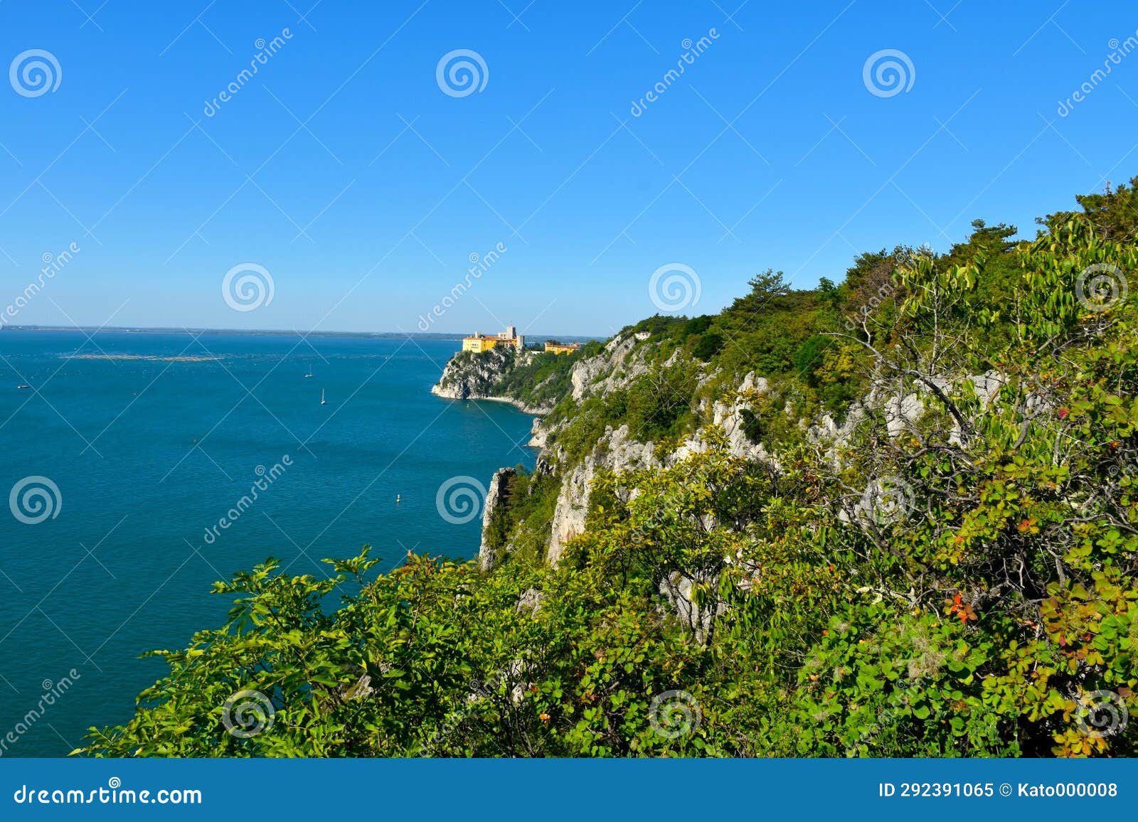 Mediterranean Vegetation at Cliffs of Duino and Duino Castle Stock Image - Image of building ...
