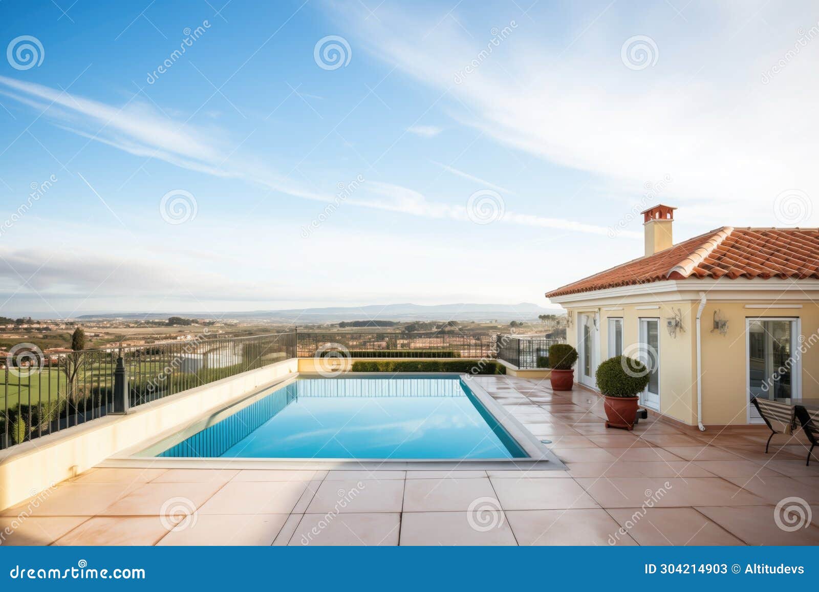 Mediterranean Villa Rooftop View Stock Image - Image of architecture ...