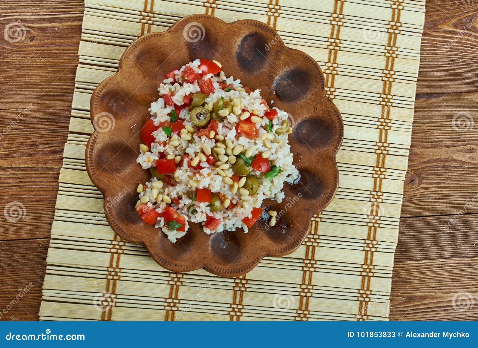 Mediterranean Wild Rice with Pine Nut Cheese Stock Image - Image of ...