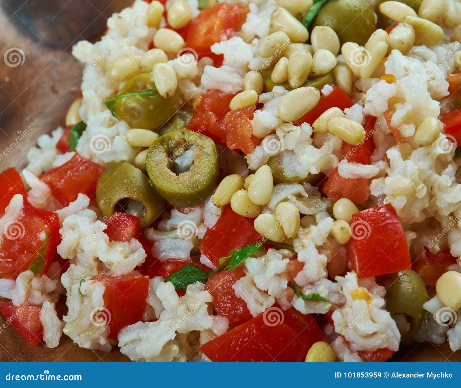 Mediterranean Wild Rice with Pine Nut Cheese Stock Image - Image of ...