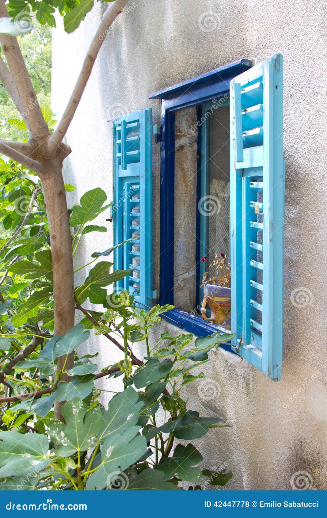 Mediterranean window stock photo. Image of romantic, blue - 42447778