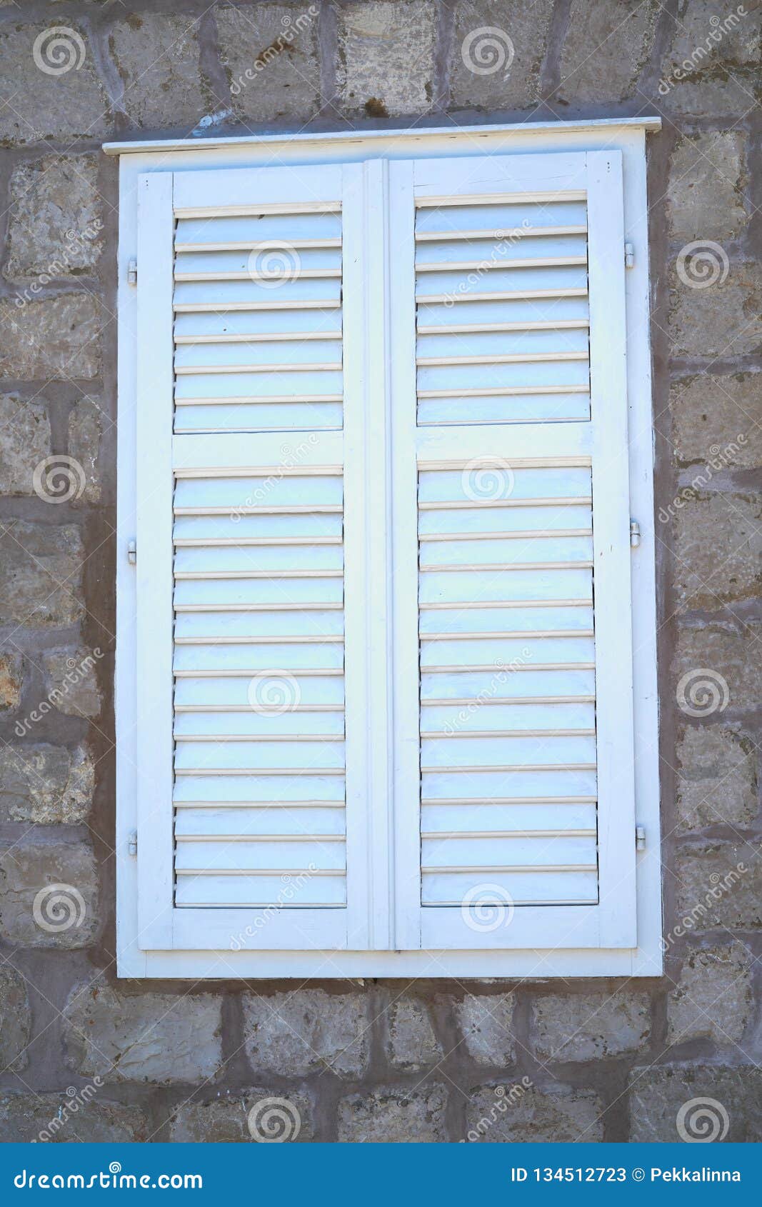 Mediterranean Window with Closed Wooden Hatches Stock Image - Image of ...
