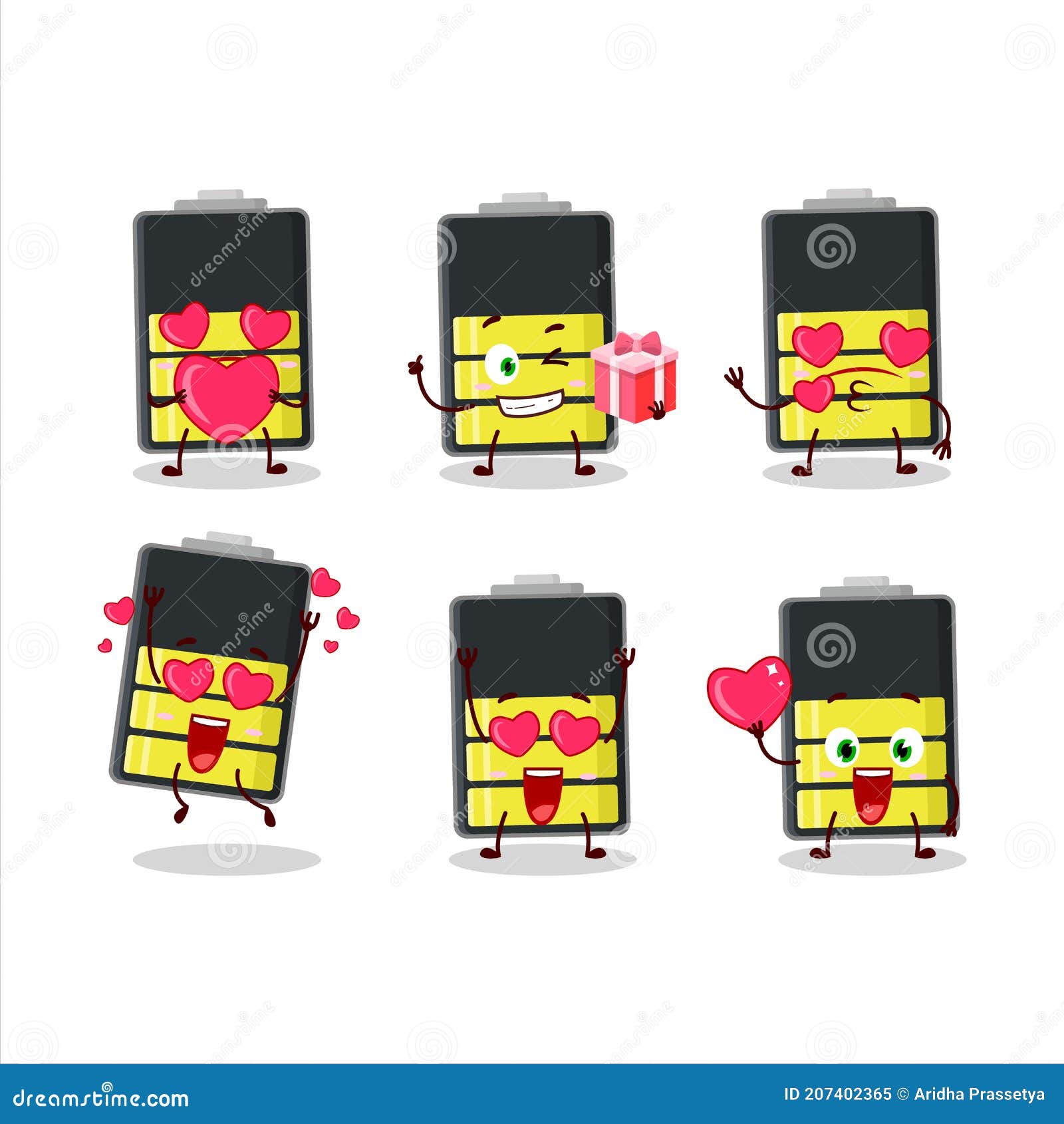 Medium Battery Cartoon Character with Love Cute Emoticon Stock Vector ...