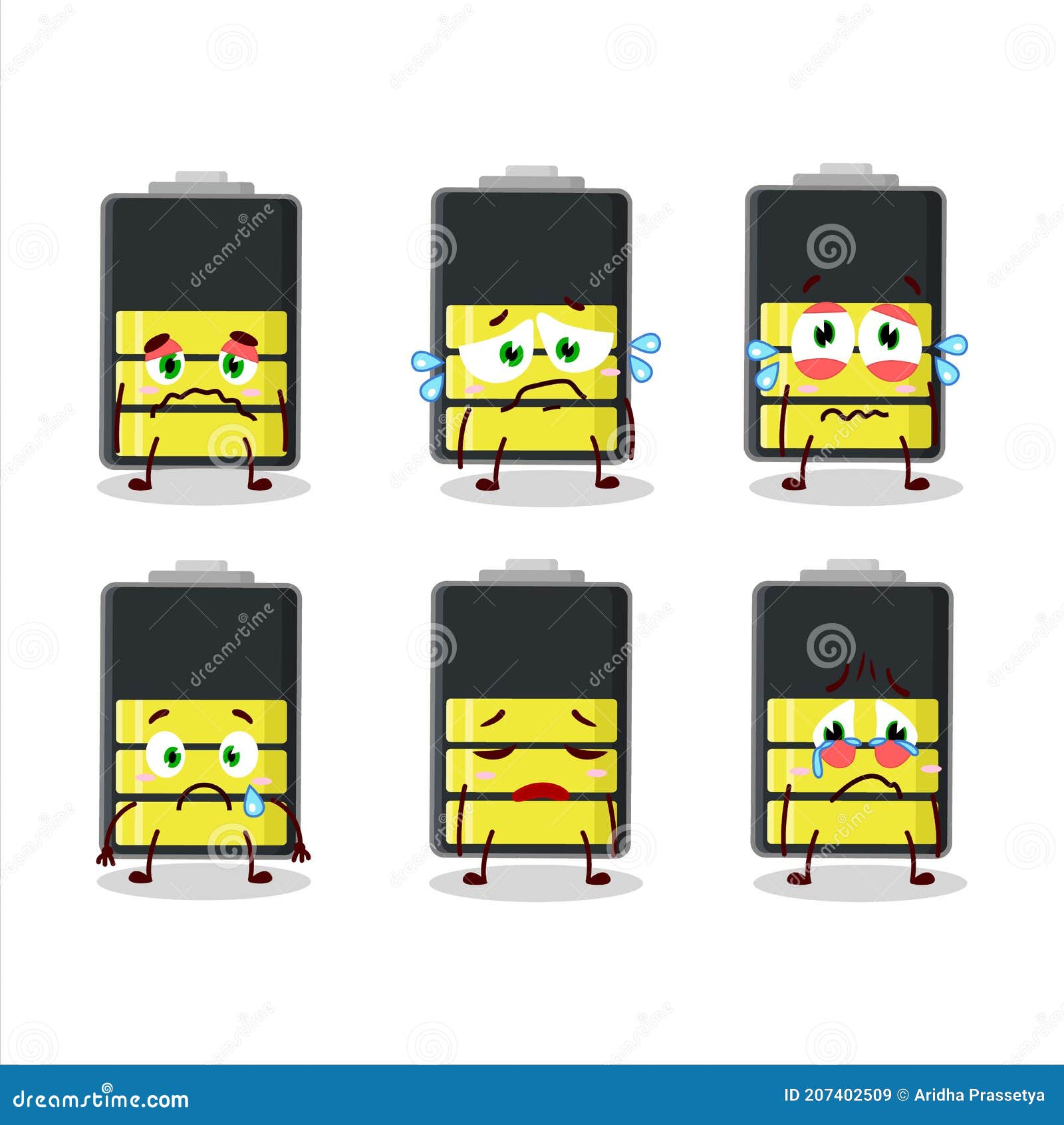 Medium Battery Cartoon Character with Sad Expression Stock Vector ...