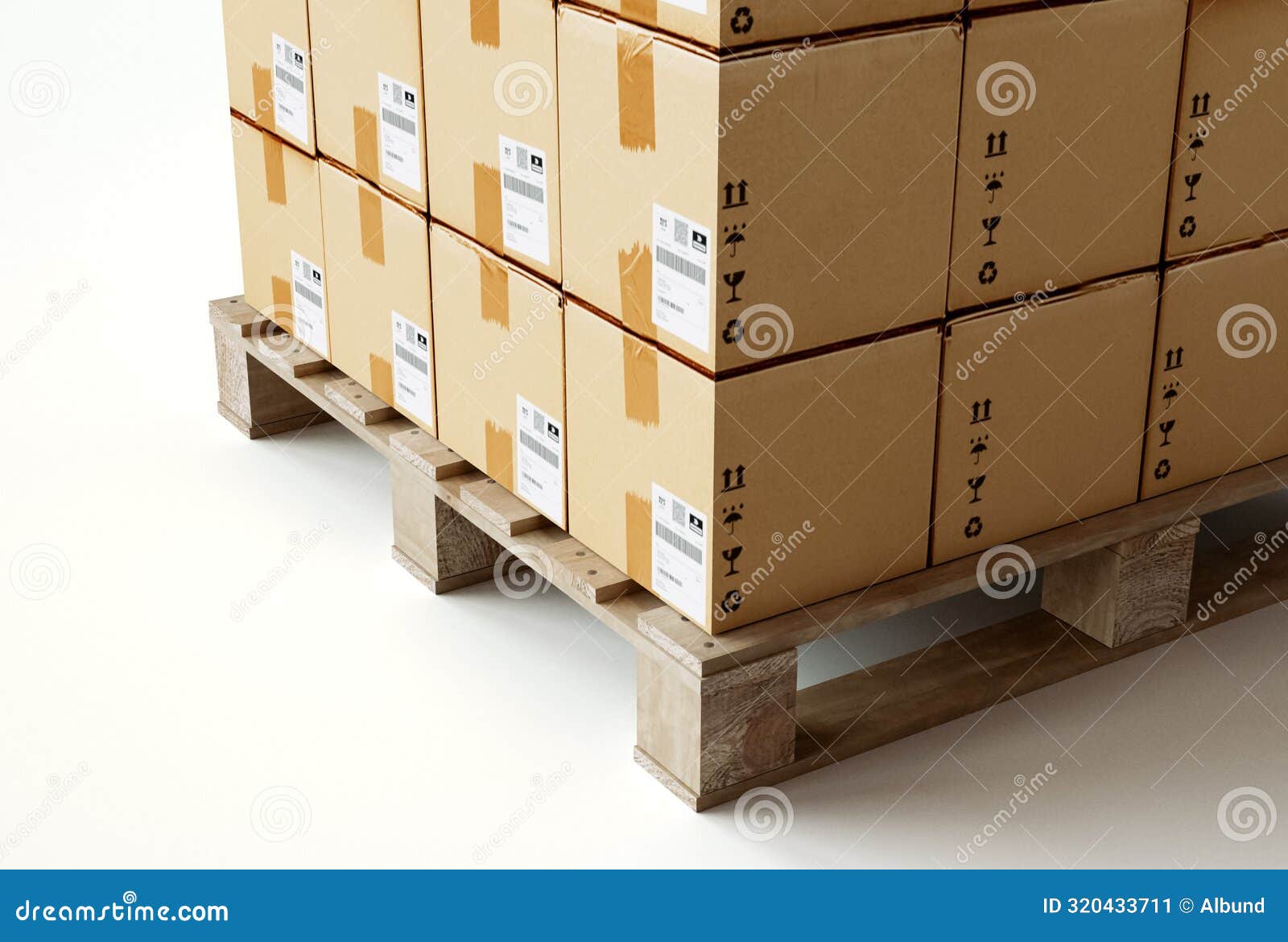 Medium Cardboard Box Stack On Wooden Pallet Stock Image | CartoonDealer ...