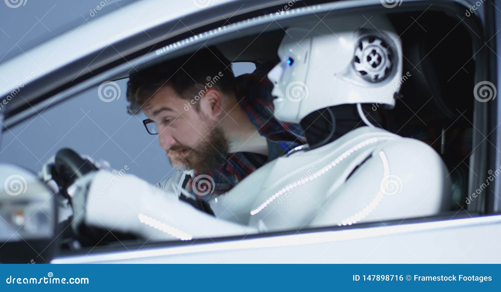 Scientists Testing a Car Driving Robot Stock Footage - Video of vehicle ...