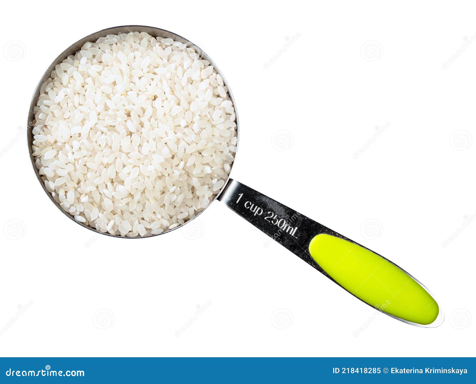 Medium-grain Polished Rice in Measuring Cup Cutout Stock Image - Image ...
