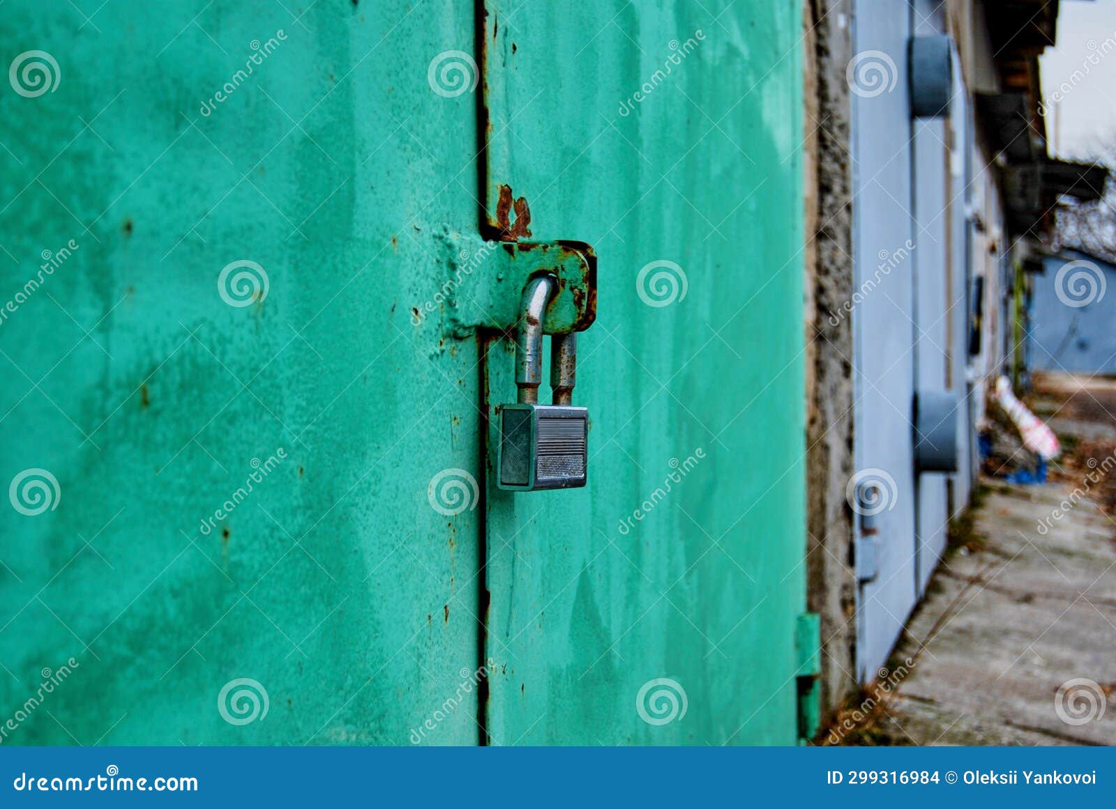 Medium Gray Lock on the Gate. Stock Photo - Image of hinged, chrome ...