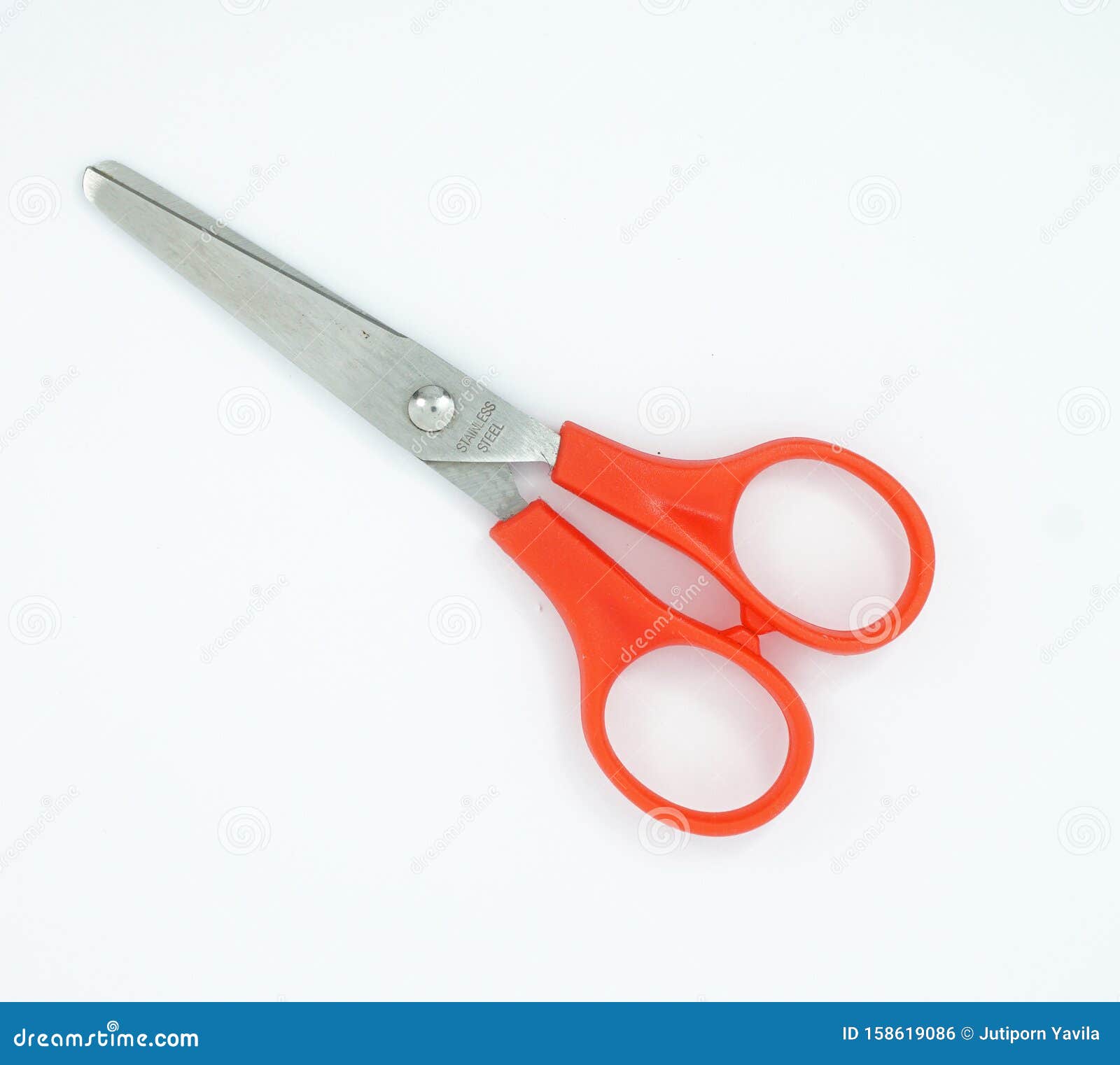 Medium Iron Scissors Orange Plastic Handle Stock Photo - Image of ...