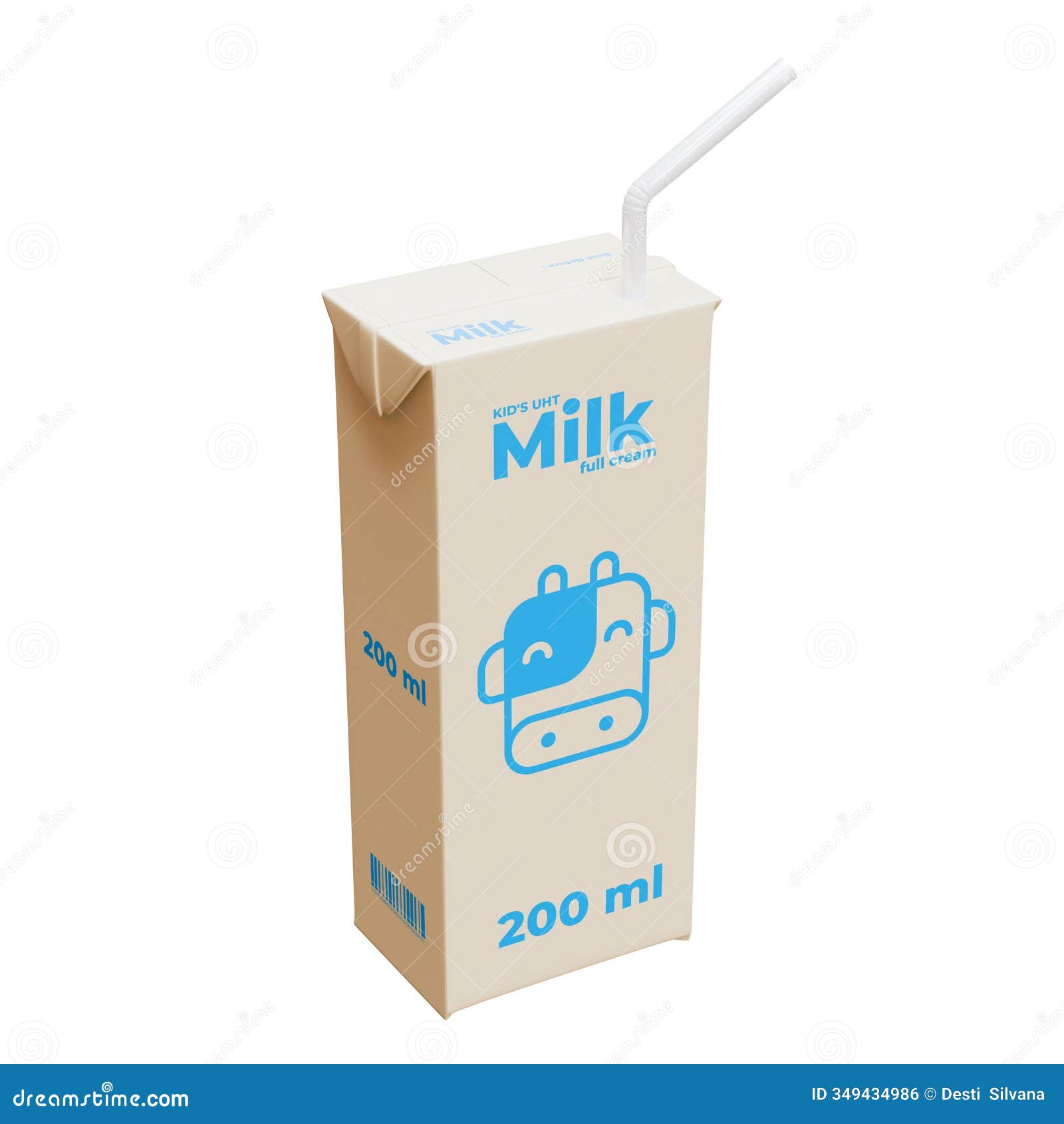 Medium Milk Isometric Front Left View 3D Render Illustration Stock ...