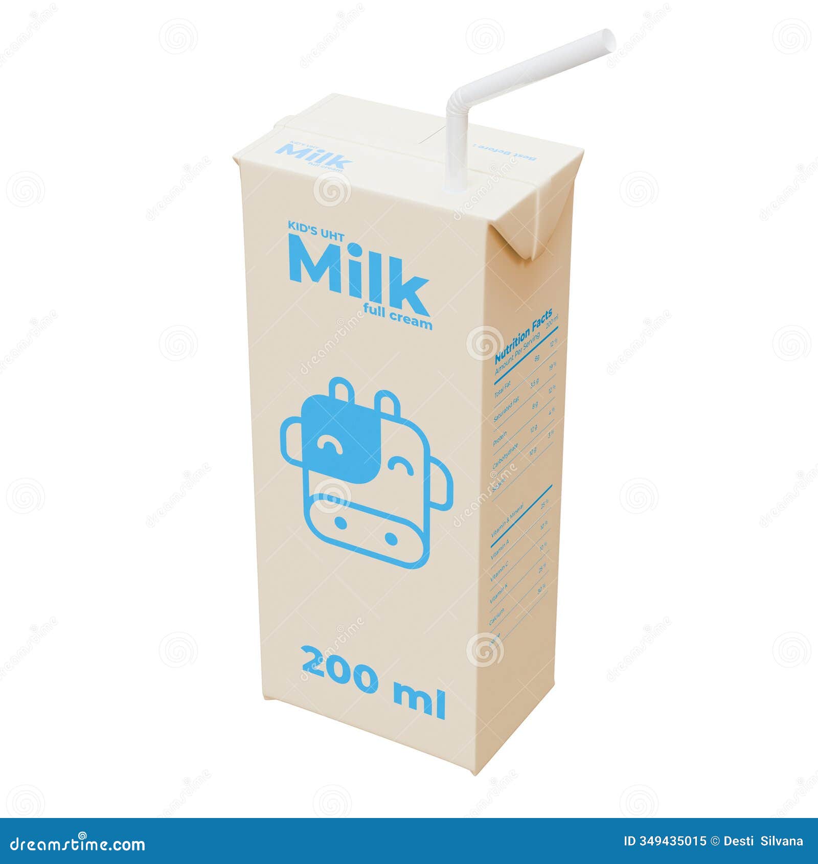 Medium Milk Isometric Front Right View 3D Render Illustration Stock ...