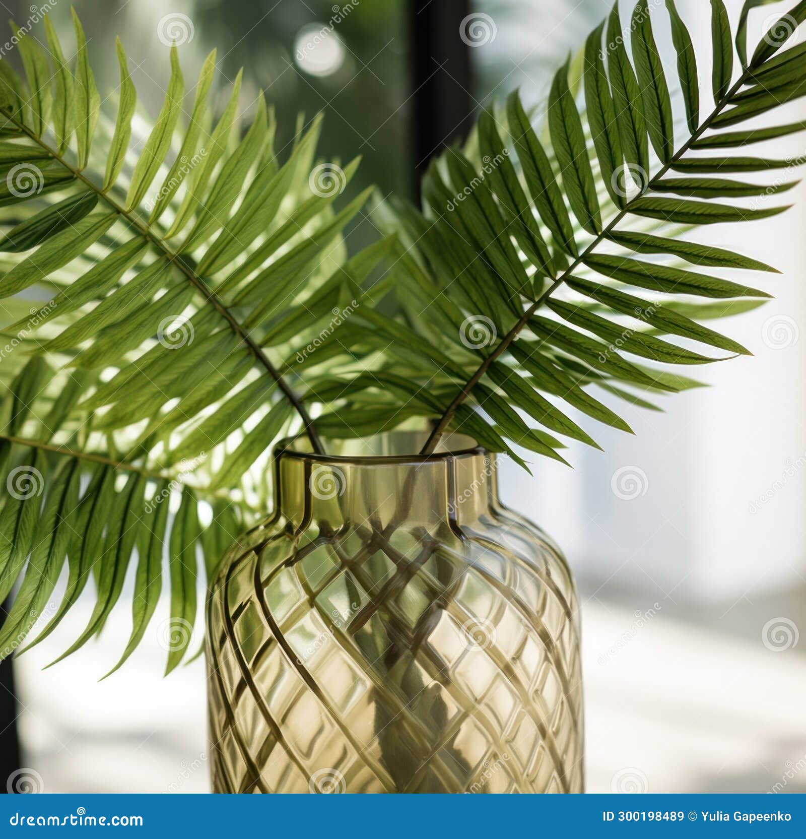 Medium Palm Leaves in a Glass Vase, Stock Image - Image of vase ...