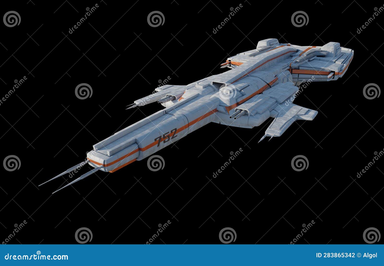 Medium Patrol Space Ship with White and Orange Colour Scheme on Black ...