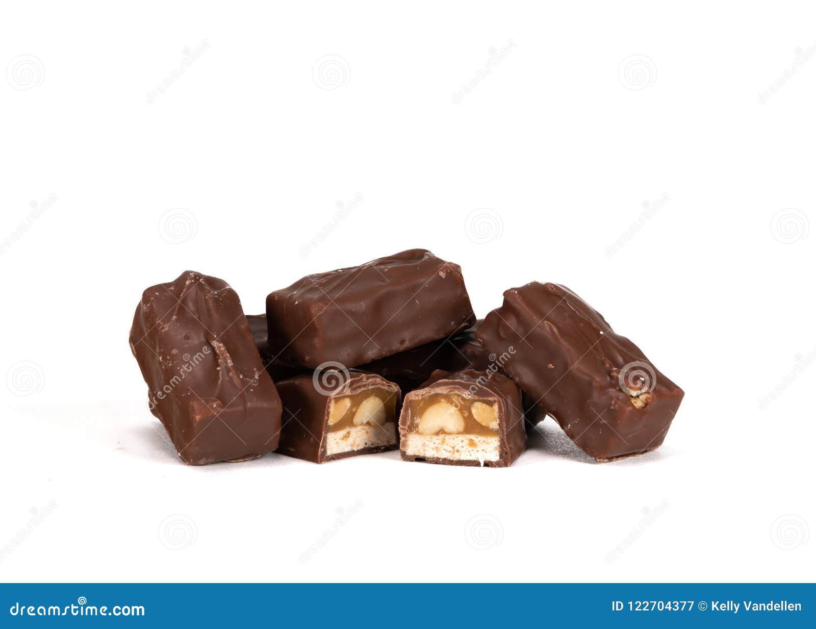 Medium Pile of Bite Sized Candy Bars on White Stock Image - Image of ...
