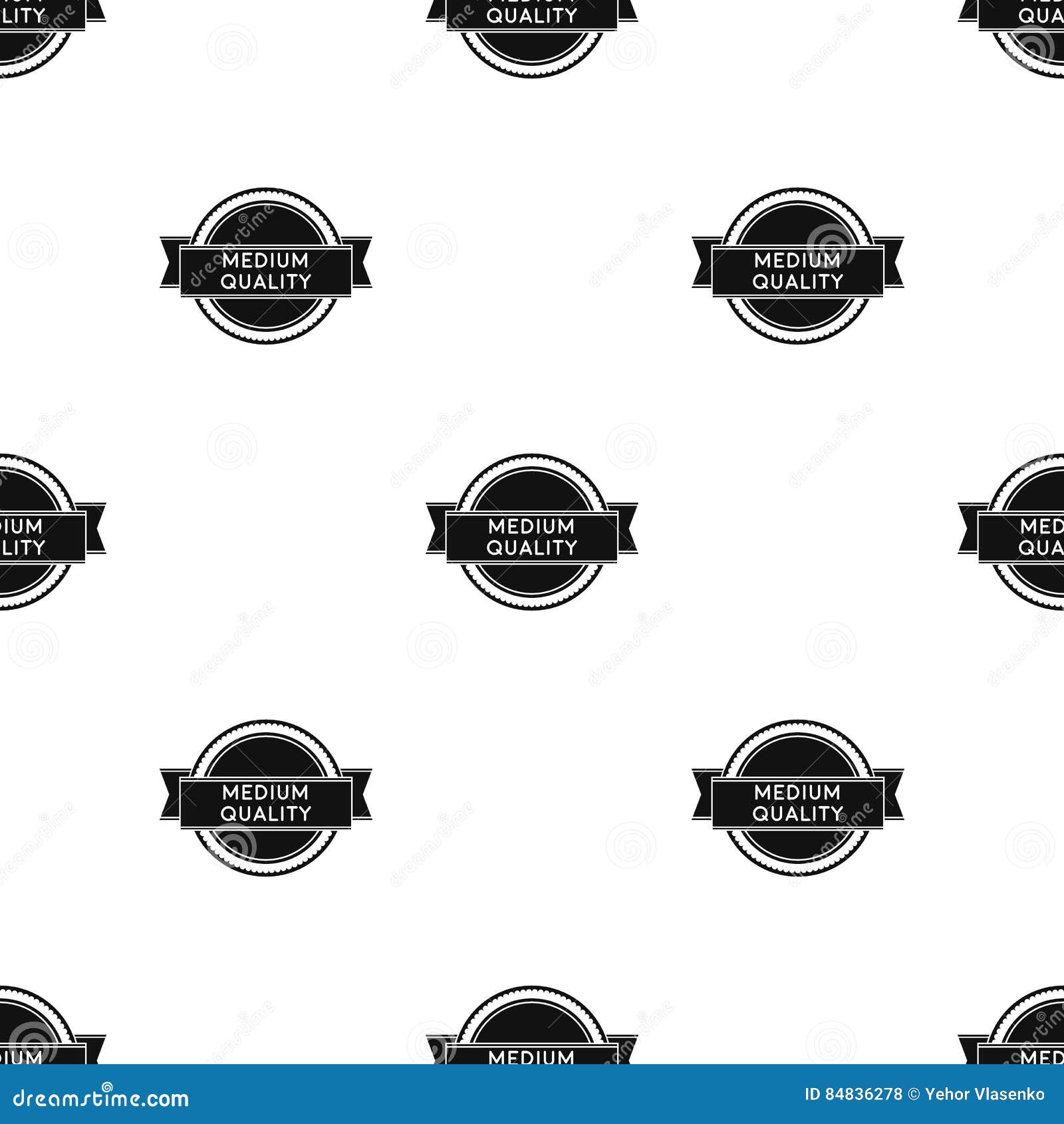 Medium Quality Icon in Black Style Isolated on White Background. Label ...