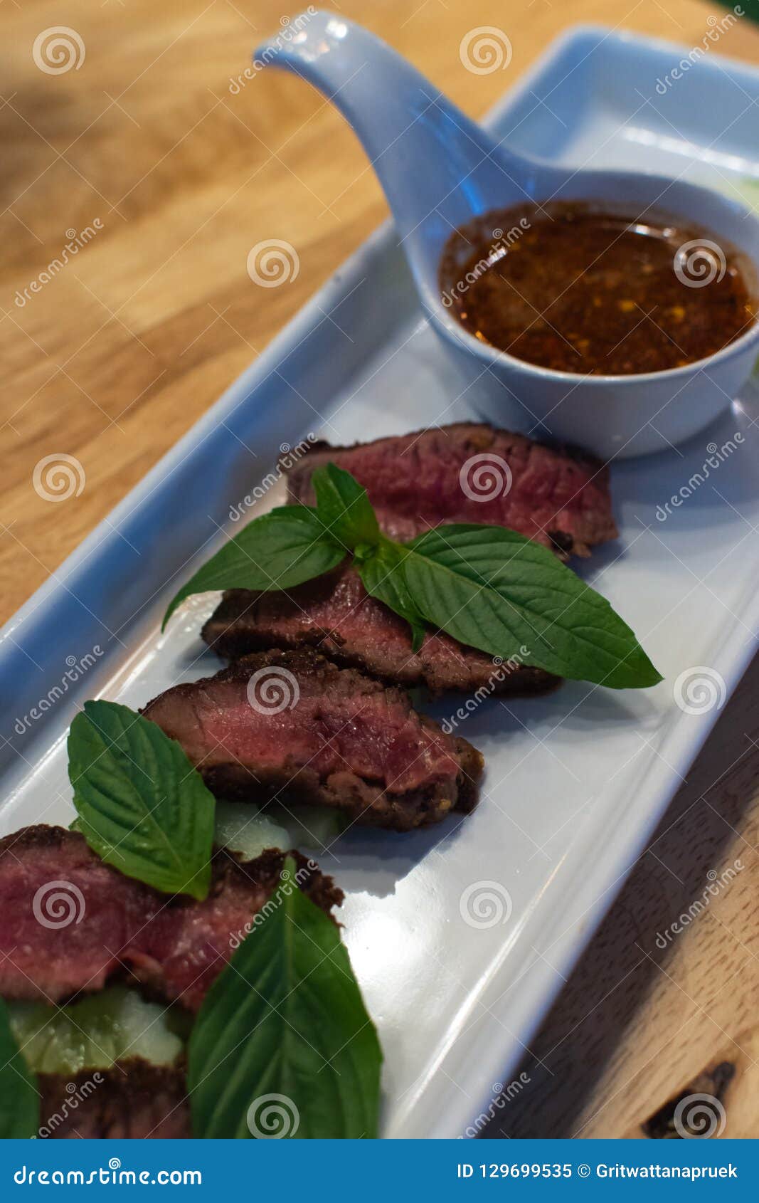 Medium Rare Beef stock image. Image of dinner, dining - 129699535