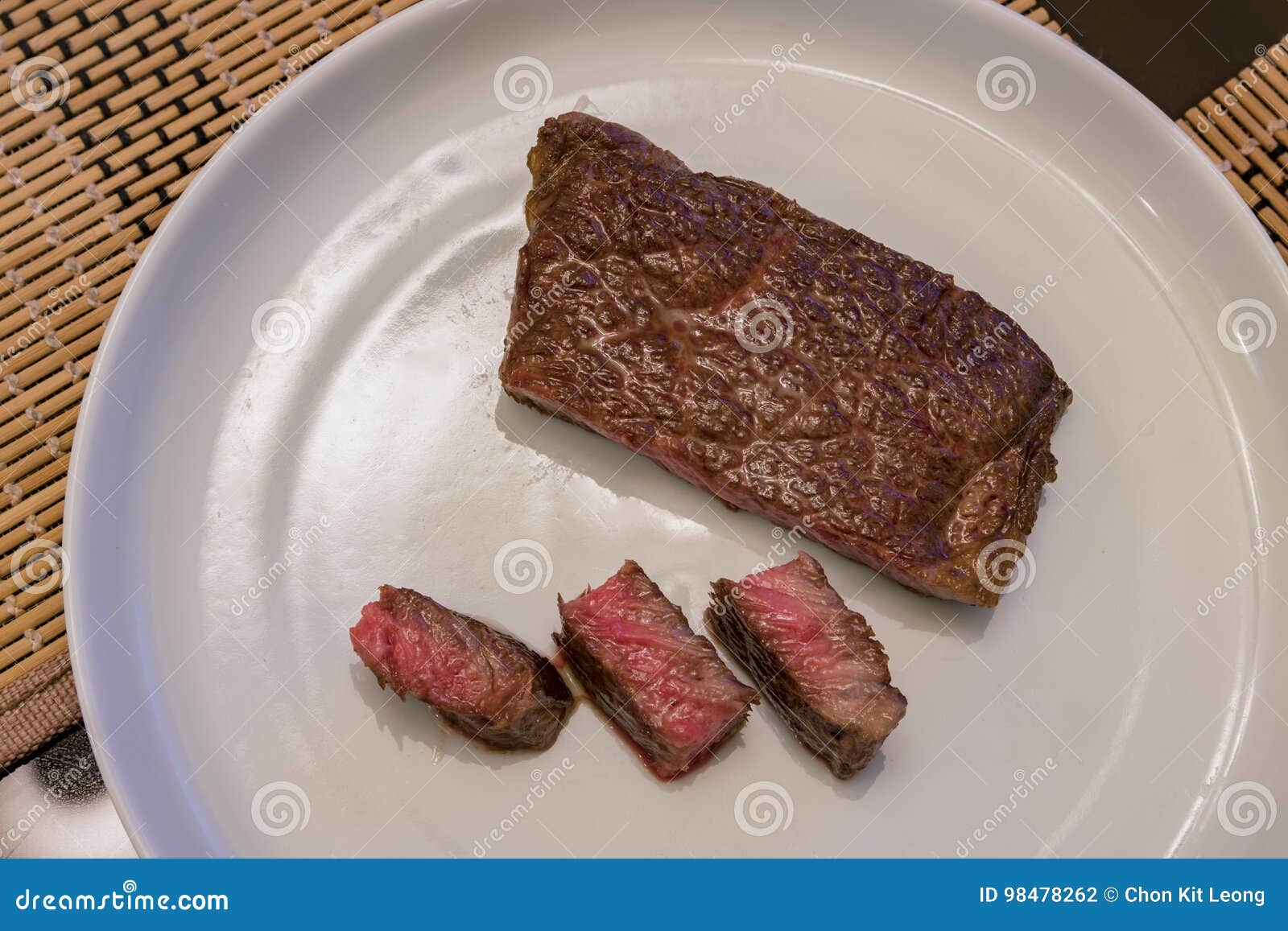 Medium Rare Cooked Wagyu Beef Stock Photo - Image of food, macro: 98478262