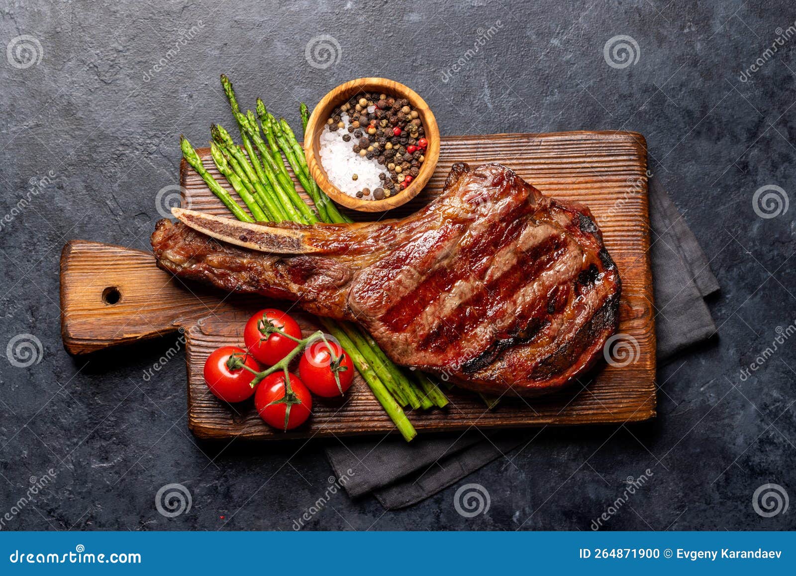 Medium Rare Grilled Tomahawk Beef Steak with Asparagus Stock Photo ...