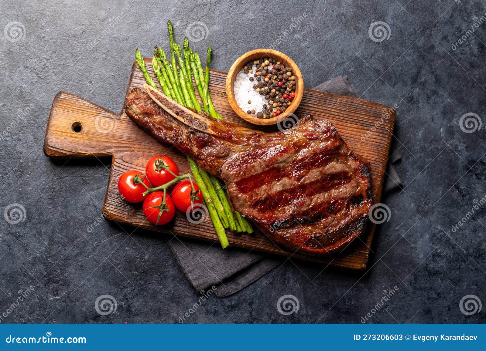 Medium Rare Grilled Tomahawk Beef Steak with Asparagus Stock Image ...