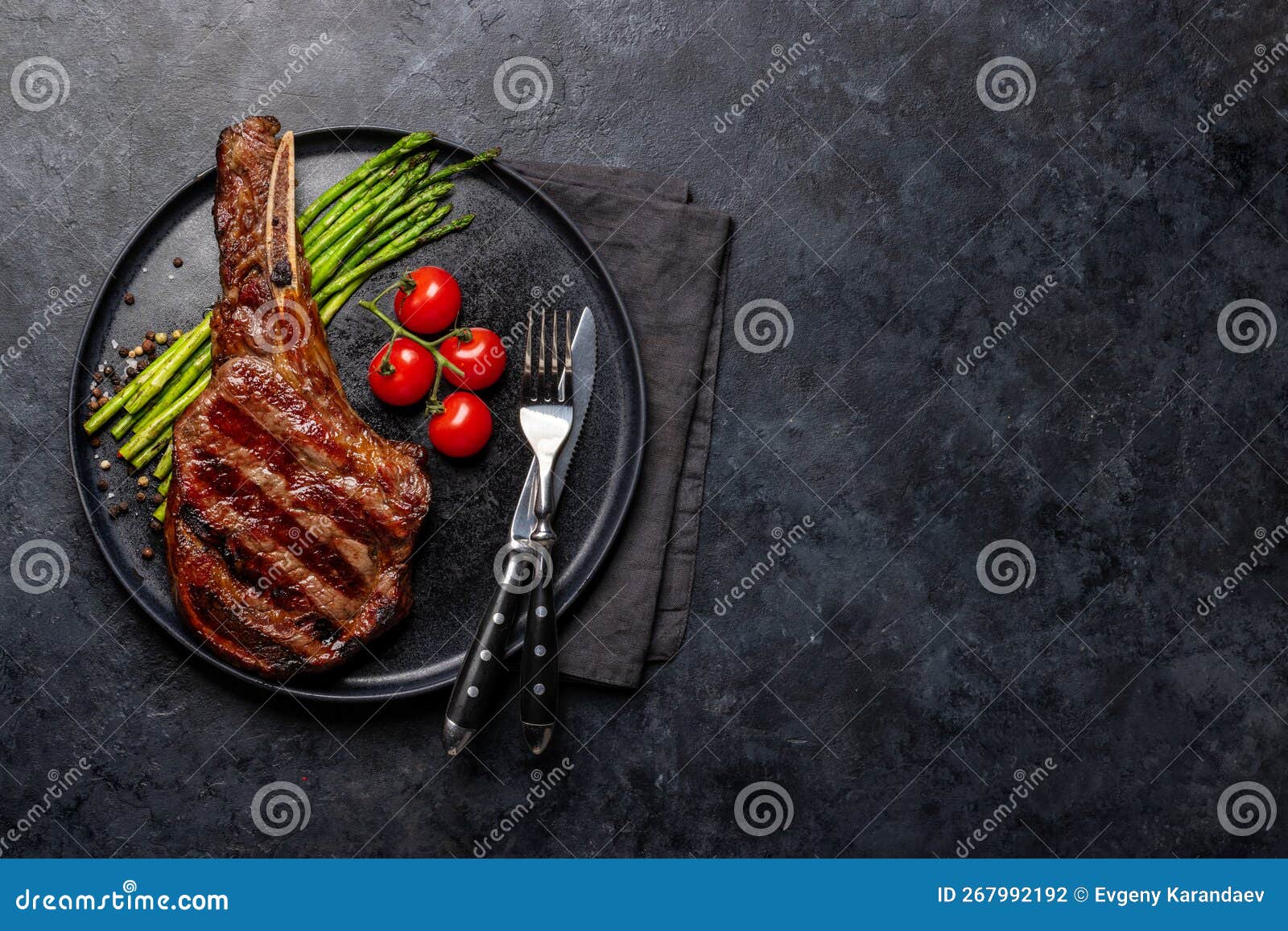 Medium Rare Grilled Tomahawk Beef Steak with Asparagus Stock Photo ...