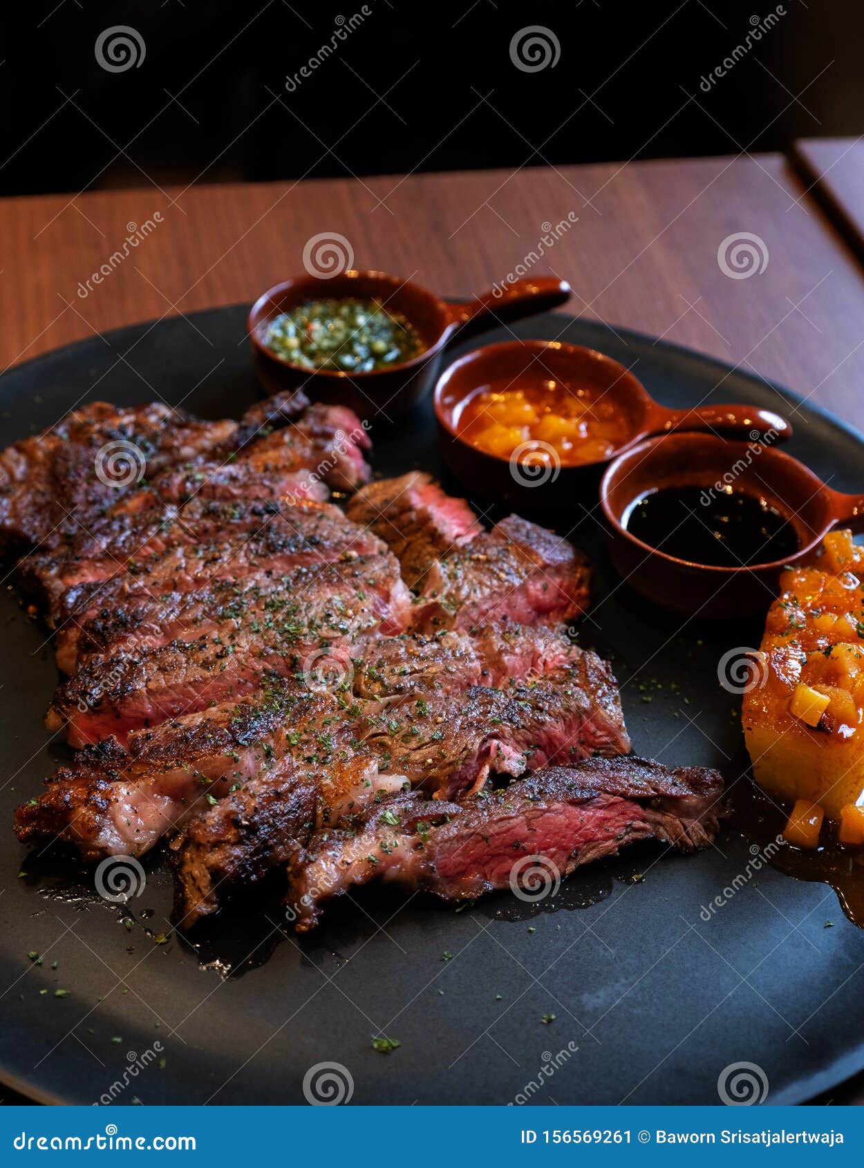 Medium Rare Ribeye Beef Steak Stock Image - Image of wood, gourmet ...
