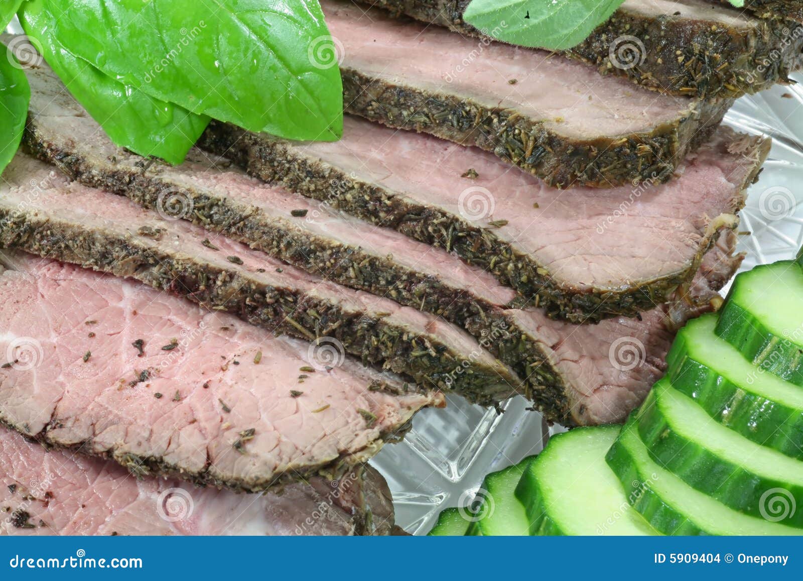 Medium Rare Roast Beef stock photo. Image of dinner, herb - 5909404